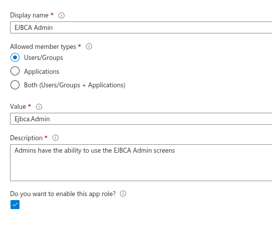 Integrating EJBCA with Azure AD Role Based Authentication (RBAC)